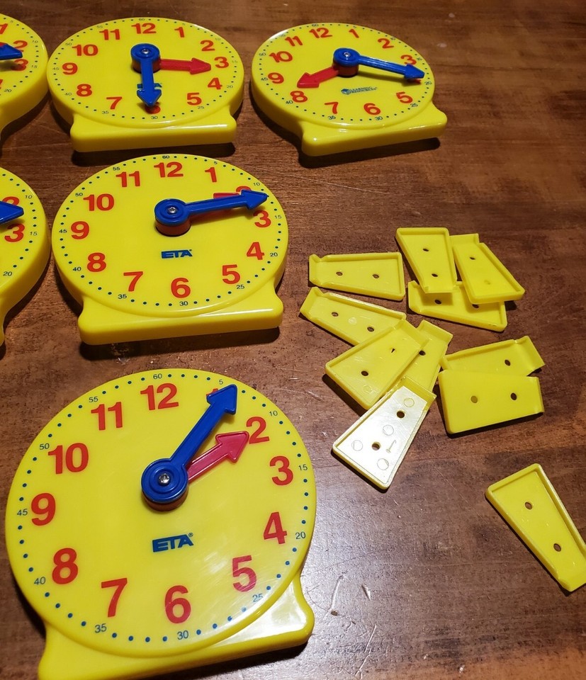 10 Kids Yellow Clock Works Learning to Tell Time Teaching Clocks ETA | eBay