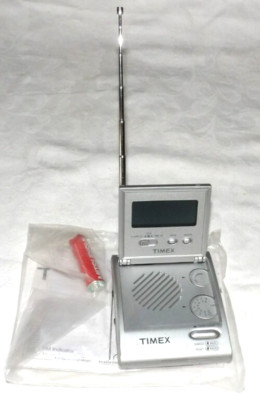 TIMEX Flip Open Travel ALARM Clock RADIO With Antenna Model T315 Works ...