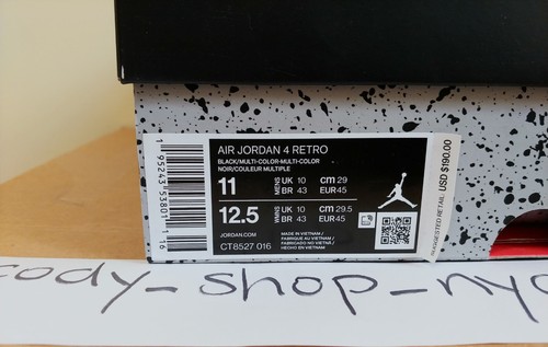 Nike Air Jordan 4 Retro Red Thunder size 11 Black **SHOE BOX ONLY ...