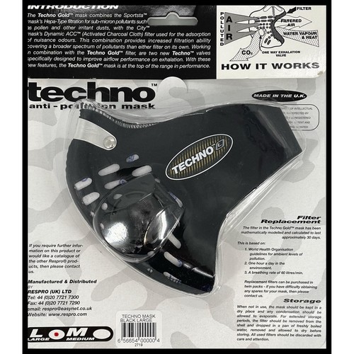 Respro Techno Anti Pollution Face Mask black Xtra Large | eBay UK