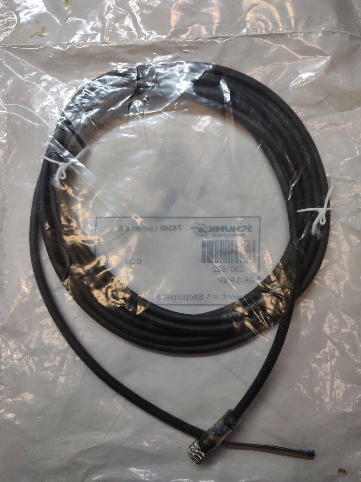 SCHUNK, 0301622, KA BG08-L 3P-0300-PNP Connection Cable, 3 Meters (NEW ...