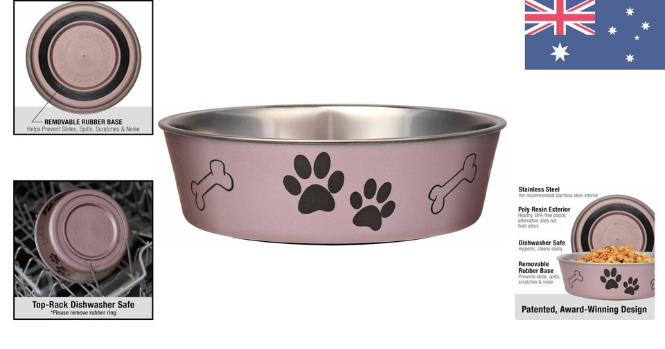 Durable Stainless Steel Bella Bowl - Large No Spill Dog Food & Water ...