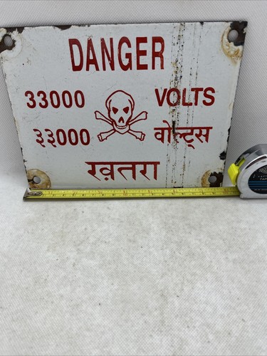 Old 33000 Volts High Power Danger Enamel Sign Board Electricity India ...