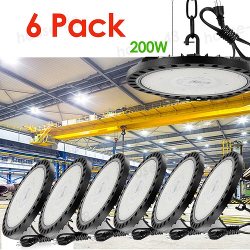 6 Pack 200W UFO Led High Bay Light Factory Warehouse Commercial Led ...