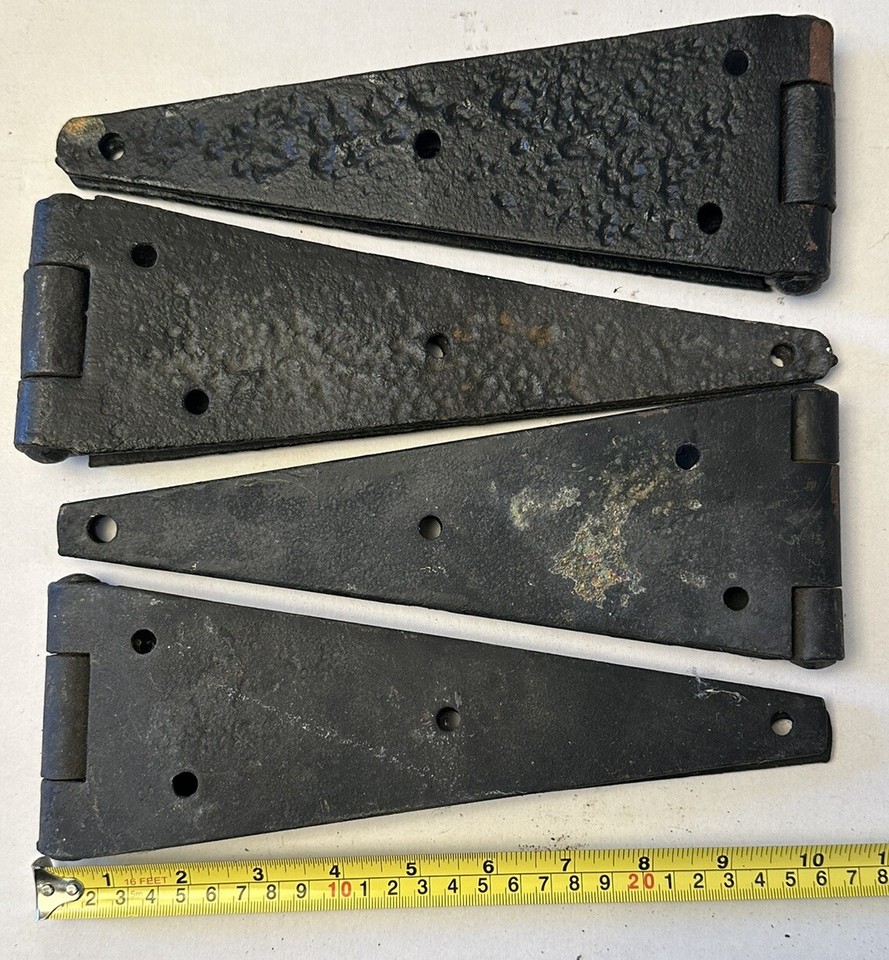 Vintage Antique Heavy Duty Cast Iron/Steel Barn Door 10” Strap Hinges 2 ...