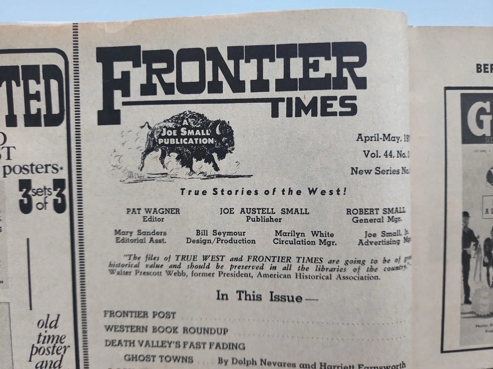 Frontier Times Vintage Magazine May, 1970 "Death Valley's Ghost Town ...