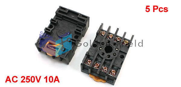 5Pcs MK2 Series Relay 8-Pin Din Rail Socket Holder PF-085A 10A 250VAC ...