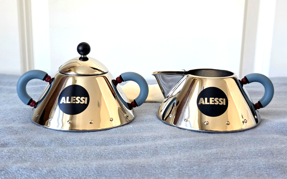 NEW - ALESSI Inox 18/10 Stainless Steel Creamer & Sugar Bowl Set Italy ...