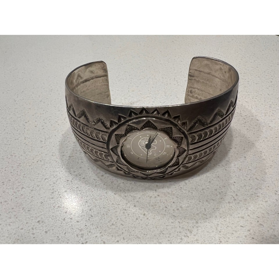 Carson B Sterling Silver Native American Navajo Style Cuff Watch Women ...