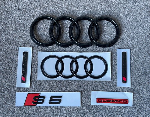 OEM Style Gloss Black Front Rear Emblem Badge set for Audi A5 S5 ...