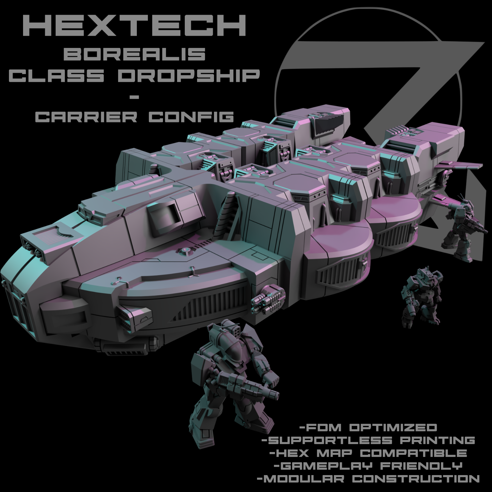 HEXTECH *Map Scale* Borealis Dropship 6mm Scale Terrain for Tabletop ...
