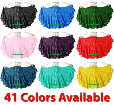 Satin 32 Yard 5 Tiered Gypsy Skirt Belly Dance Tribal Ruffle Jupe ...