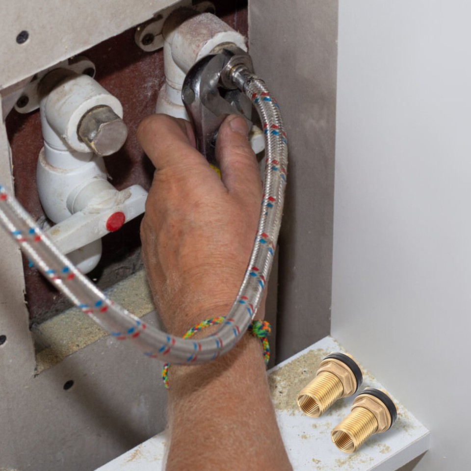 2pcs Brass Bulkhead Coupler 3/8 Inch Female 1/2 Inch Male Water Tank ...