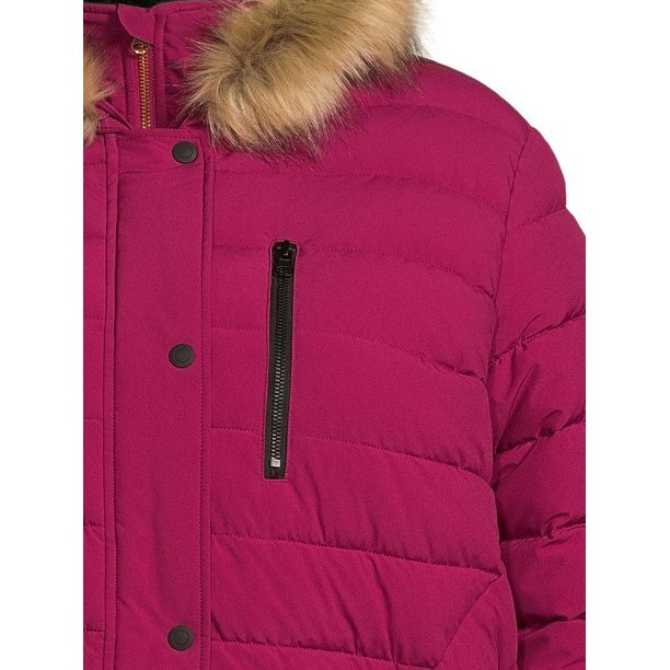 Swiss Tech Women's Magenta Berry Pink Solarball Puffer Coat w Hood Size ...