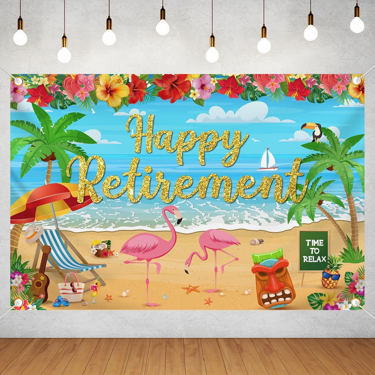 Happy Retirement Beach Party Hammock Retirement Cake Topper,