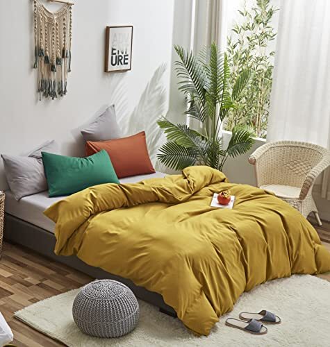 Mustard Yellow Comforter Set Modern Bright Yellow Queen 1-mustard ...