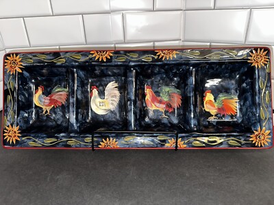 Certified International Susan Winget Rooster 4-Section Serving Tray ...
