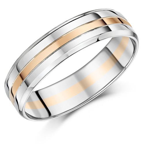 6mm Herren Palladium 500 Und 9ct Rose Gold Hochzeit Ring UK Punziert ...