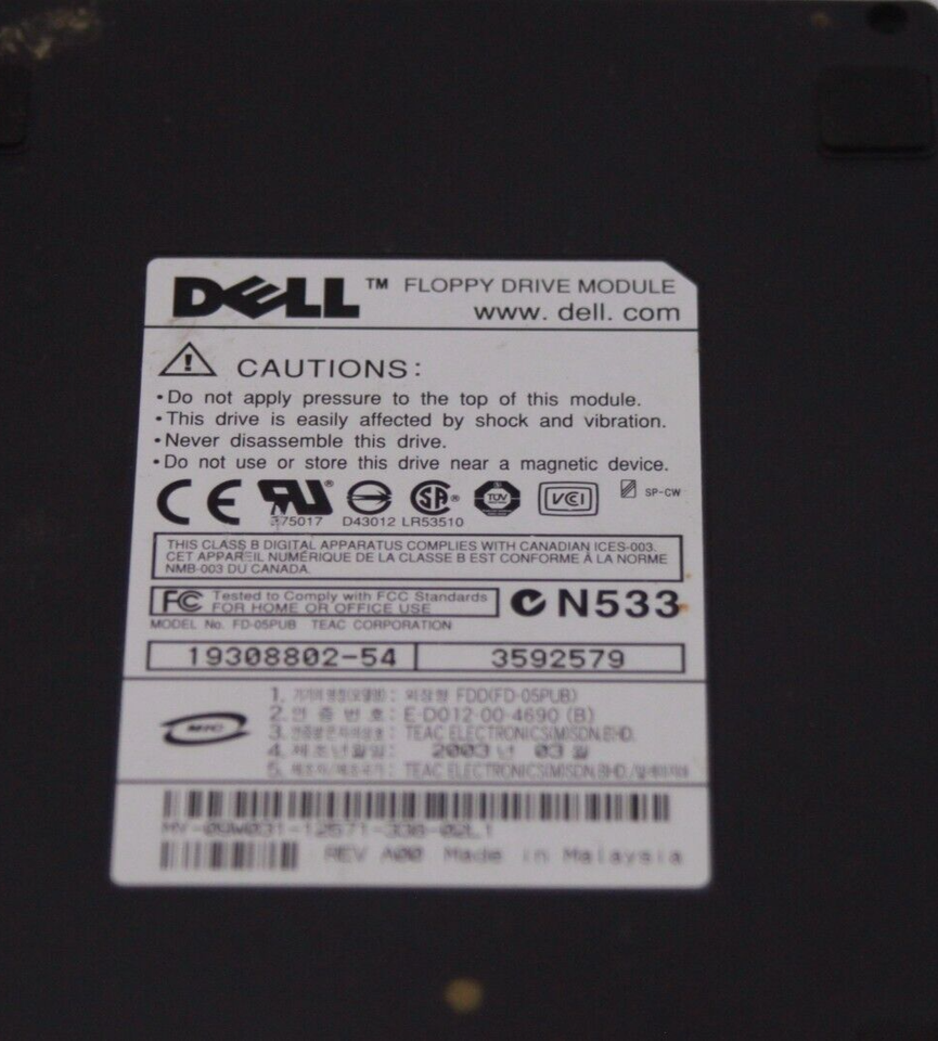 DELL Official External Floppy Drive Module Model No. FD-05PUB Tested ...