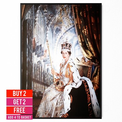 Queen Elizabeth II Coronation Photo Signed Royal Family Poster A5 A5 A4 ...