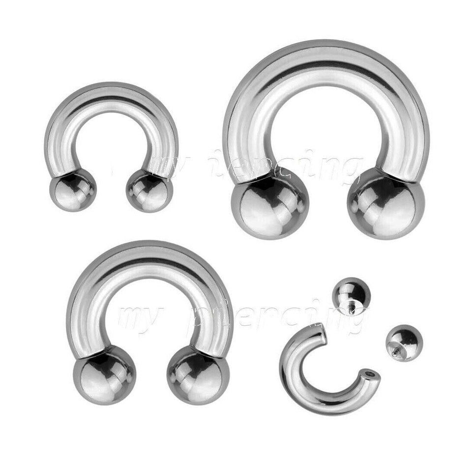 PAIR Surgical Steel Internally Threaded Horseshoe Circular Barbell Ear ...