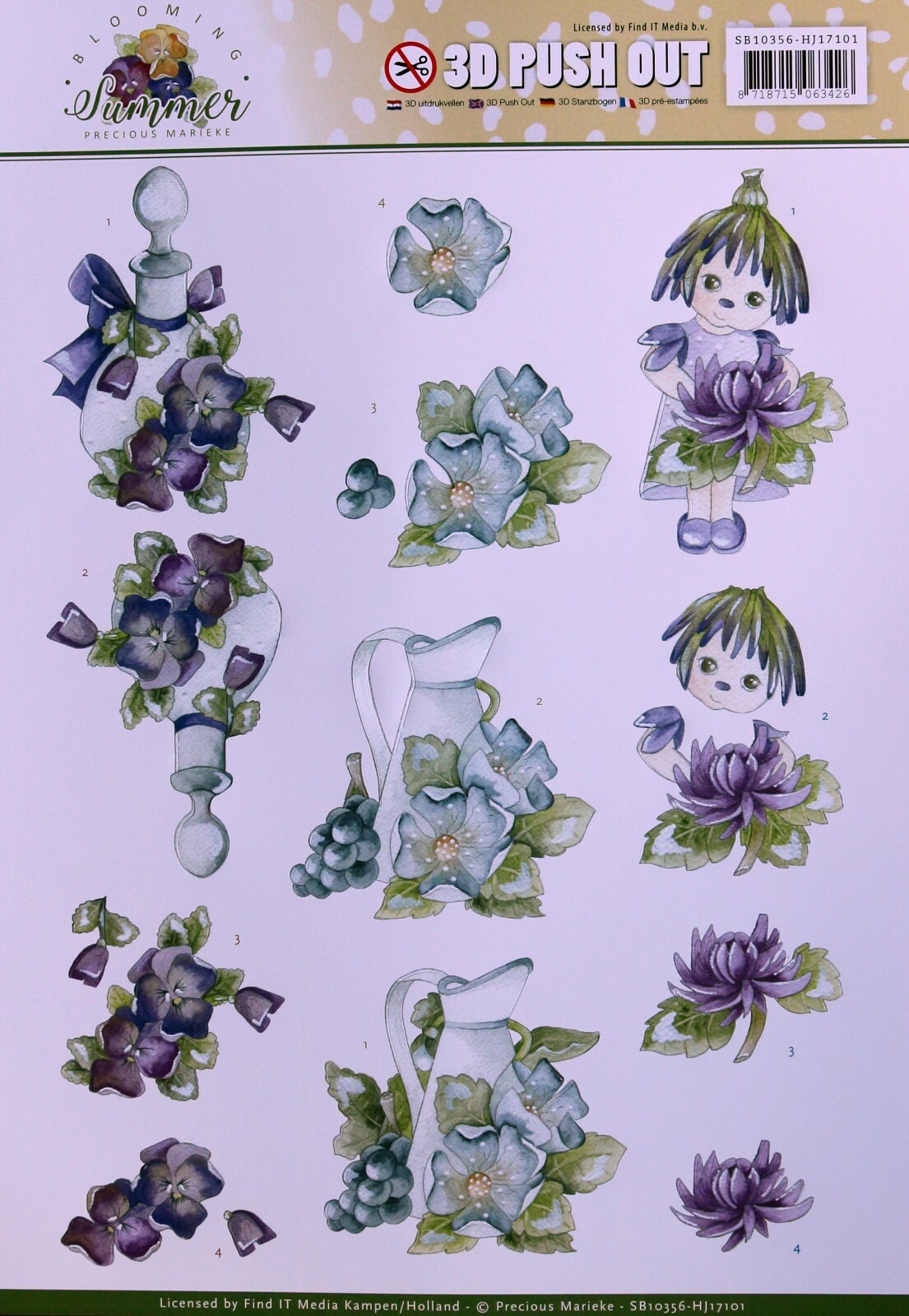 A4 DIE CUT 3D PAPER TOLE DECOUPAGE Push Out Sheet Blooming Flowers ...