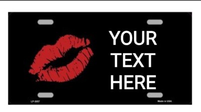 RED LIPS -ADD YOUR TEXT- METAL AUTO TAG LICENSE PLATE CUSTOM ...