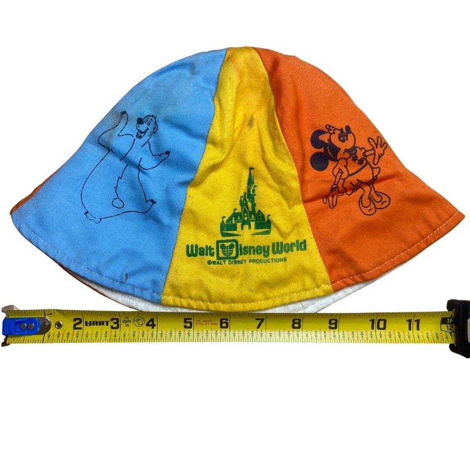 Vintage Disney World 1970's Bucket Hat Baloo Goofy Minnie Mickey Pooh ...