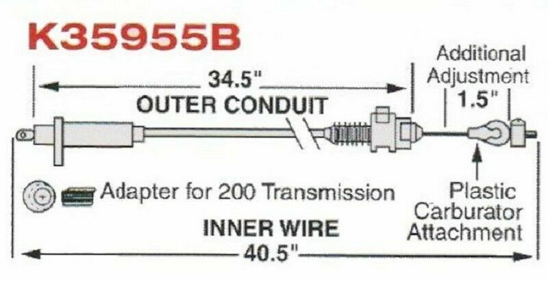 TH-350 350C / TH-200 200C New TV Detent Kickdown Cable K35955B 1979-87 ...