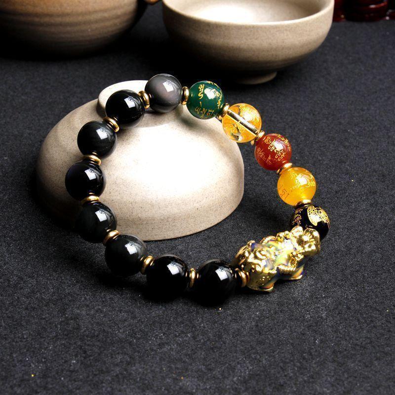 New Black Lucky Obsidian Wealth Jewelry Gift Pixiu Bead Bracelet Good ...
