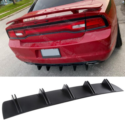 For Dodge Charger SRT RT SXT 10 Fins Rear Diffuser Bumper Splitter Body ...