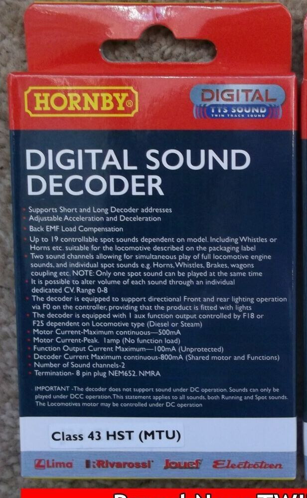 Hornby R8120 TTS Sound Class 43 (MTU) Decoder - 2 Pack for sale online ...