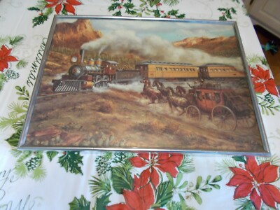 JIM ROZZI SOUTH WESTERN RAILROAD PRINT WITH WESTERN STAGECOACH -S.W.R.R ...