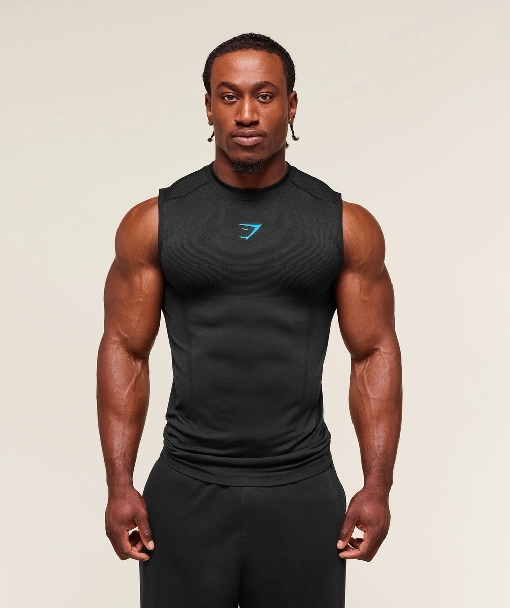 Gymshark Onyx V5.0 Large Seamless Blue Compression Tank BRAND NEW FREE ...
