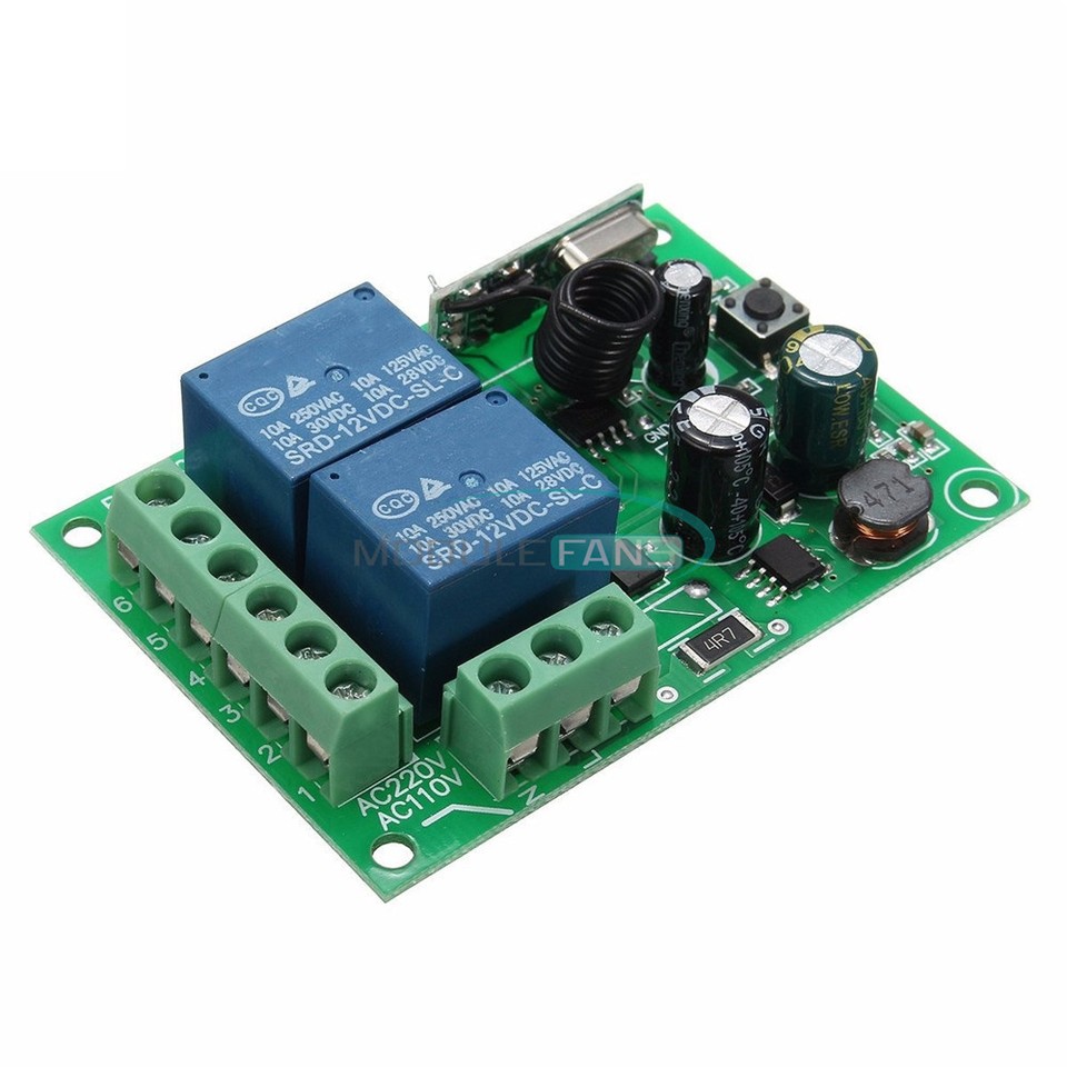 315MHz/433MHZ 2CH Wireless RF Relay Remote Control Switch Receiver 110 ...