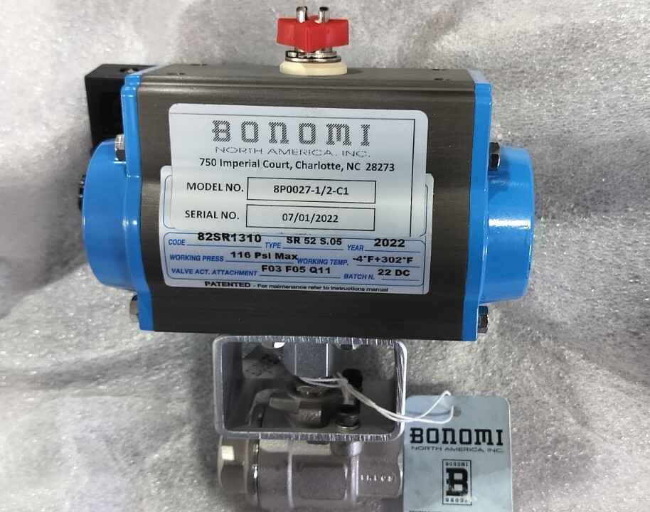 Bonomi 8P0027-1/2-C1 1/2 In Pneumatic Double Acting Actuated Ball Valve ...