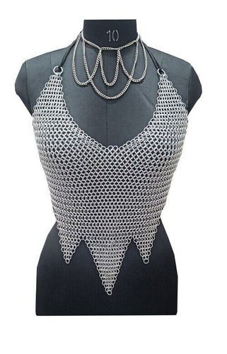 Medieval Aluminum Chainmail, Halter Fantasy Top, Viking Stylish Fancy ...