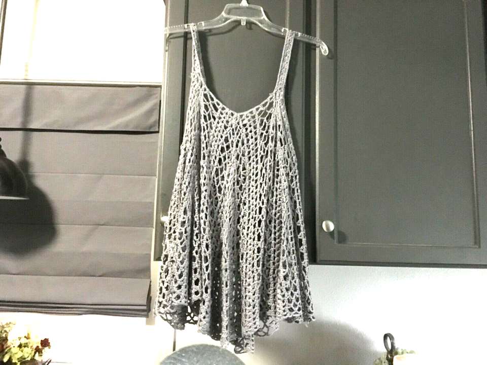 MY TREE CROCHET LIGHT GREY SWING TOP ~ SIZE LARGE ~ BOHO CHIC ~ EUC | eBay