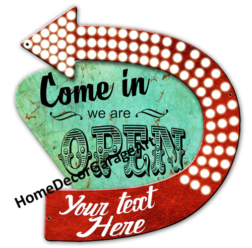 Personalized Open Marquee Style Arrow flat metal sign Cutout Shape, Not ...