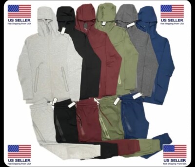 Men's Tech Fleece Jogging Set GYM Soft Cotton Texture Fleece Sweatsuit ...