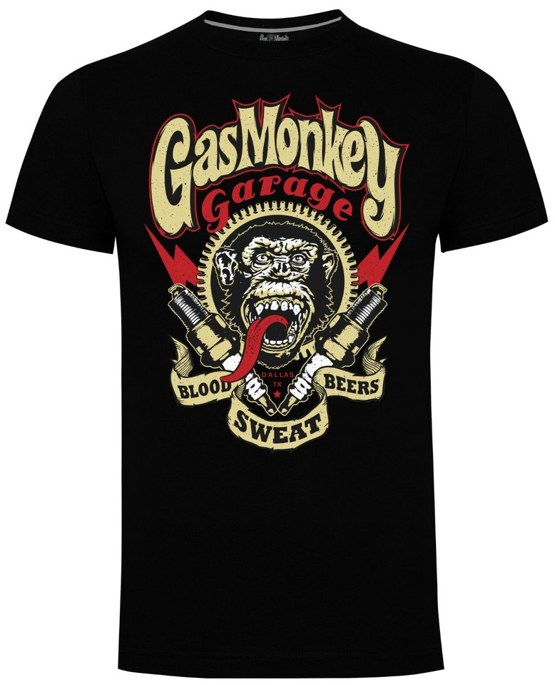 Gas Monkey Garage T-Shirt Official GMG Spark Plugs Logo Blood Sweat and ...