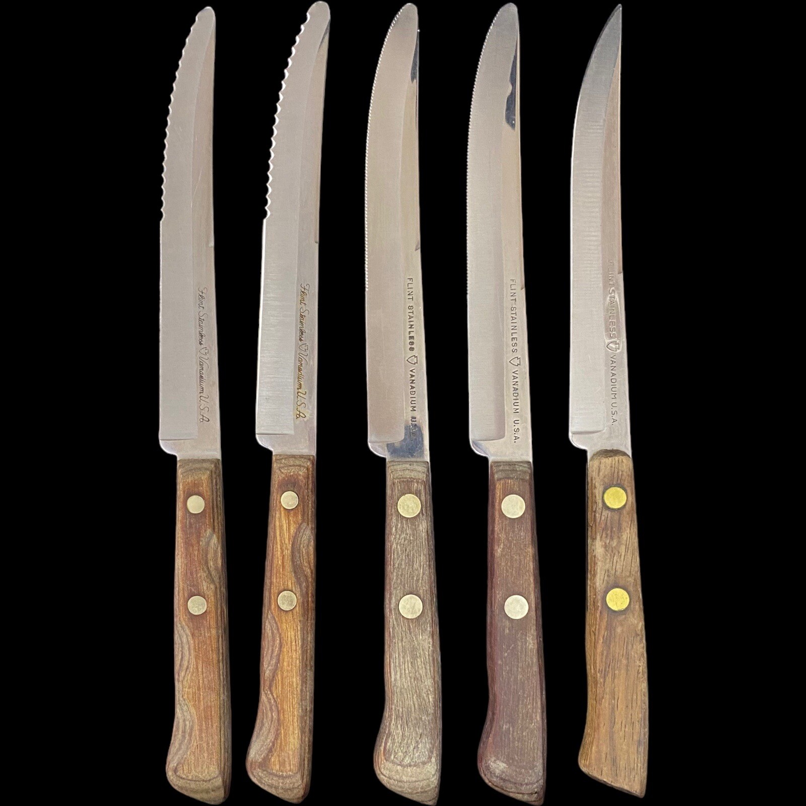 Vanadium Flint Stainless Knives Waverly + Serrated Edges wood Handles 5 ...