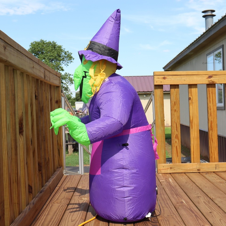 Gemmy Halloween Scary Witch Airblown Inflatable Yard Decor Purple ...