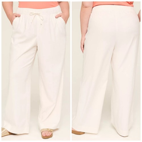 Lane Bryant Linen Blend Wide Leg Pants Womens 18 Petite Mid Rise ...