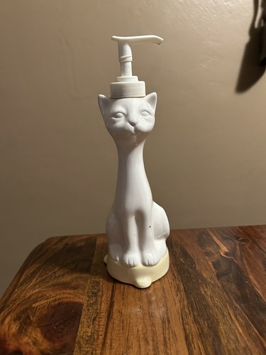 Vintage 1999 Ceramic White Kitty Cat Pump Soap Lotion Dispenser Allure ...