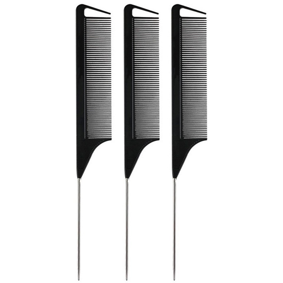 3 Pcs Hairdressing Clips Black Clips Hair Styling Combs Rat Tail Combs ...