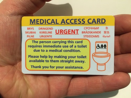 WATERPROOF TOILET ACCESS CARD for urgent bladder / bowel / medical ...