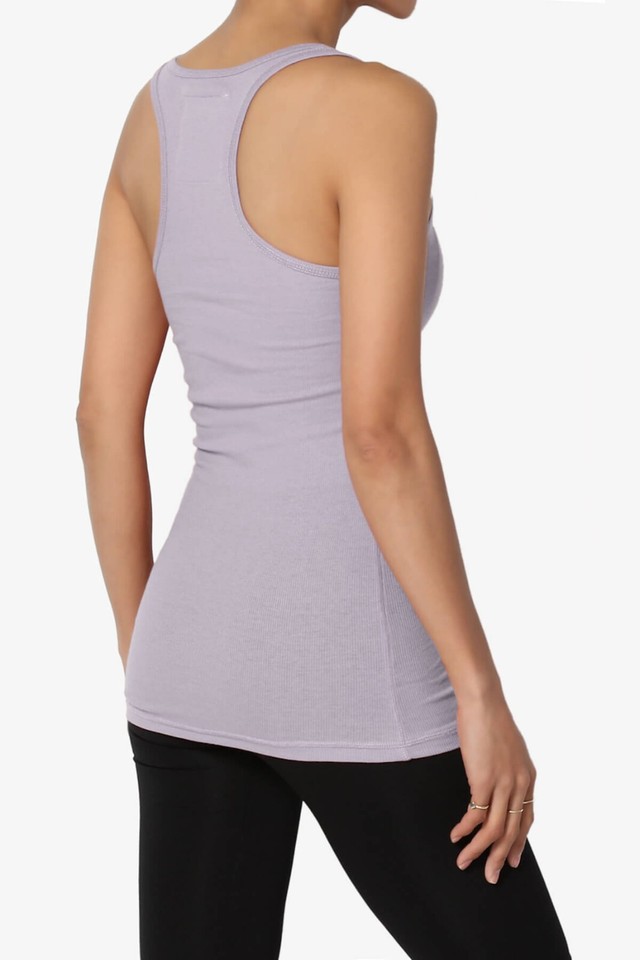 Women's Sporty Casual Basic Racerback Ribbed Cotton Spandex Tank Top ...