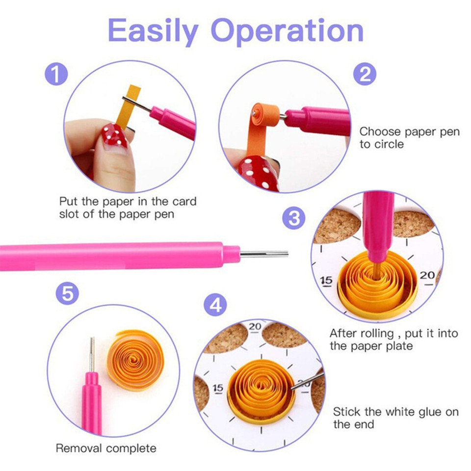 5PCS Set Paper Bead Roller Tool Pen Handle DIY Slotted Winding Pins ...