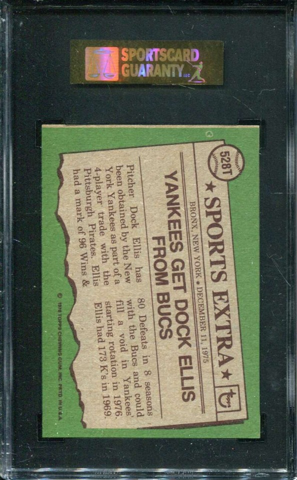 1976 Topps Traded Baseball #528T Doc Ellis SGC 9 MINT (S1202828-120) | eBay